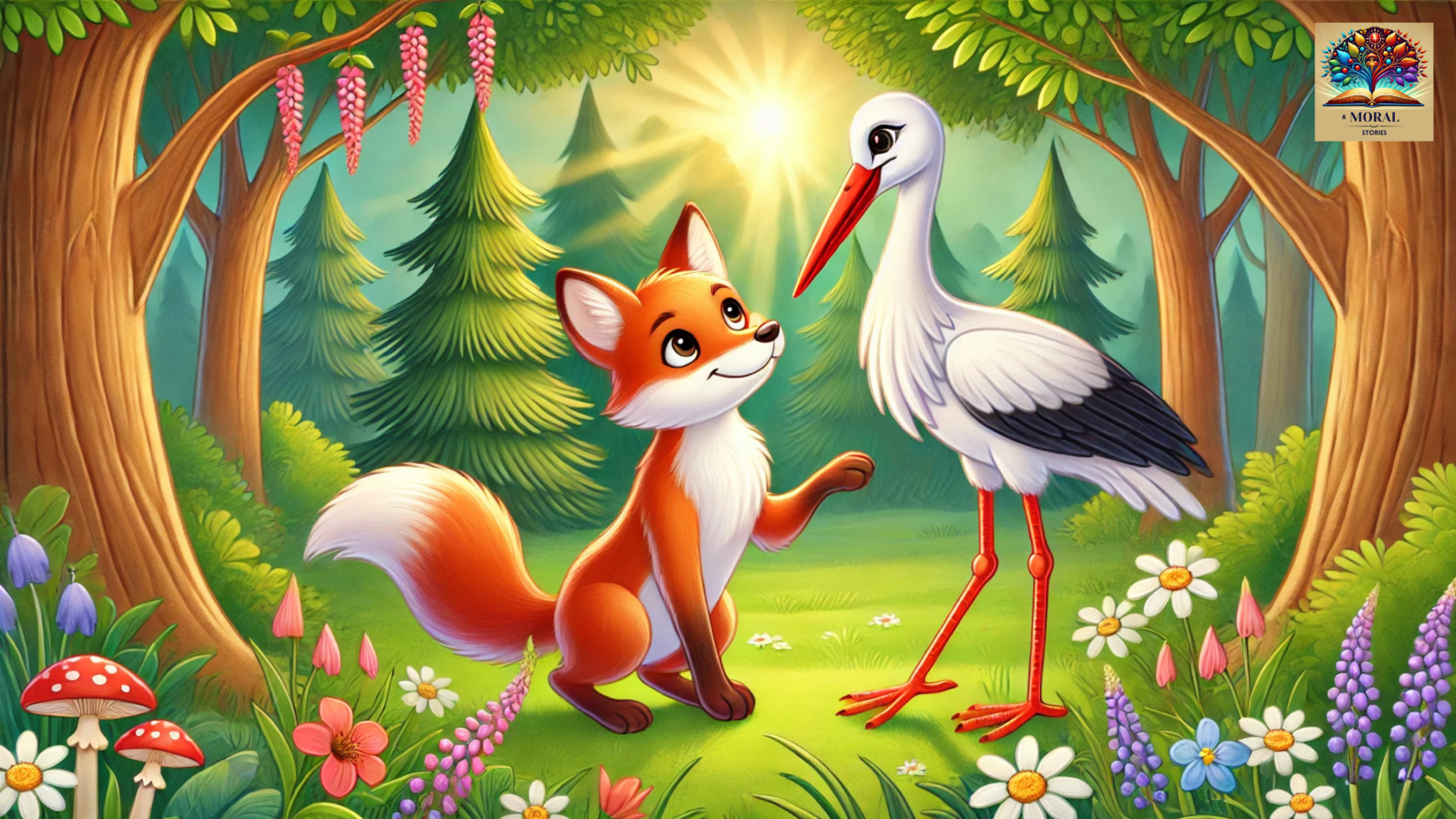 The Fox and the Stork Story in English with Moral (Short Story + 7 ...